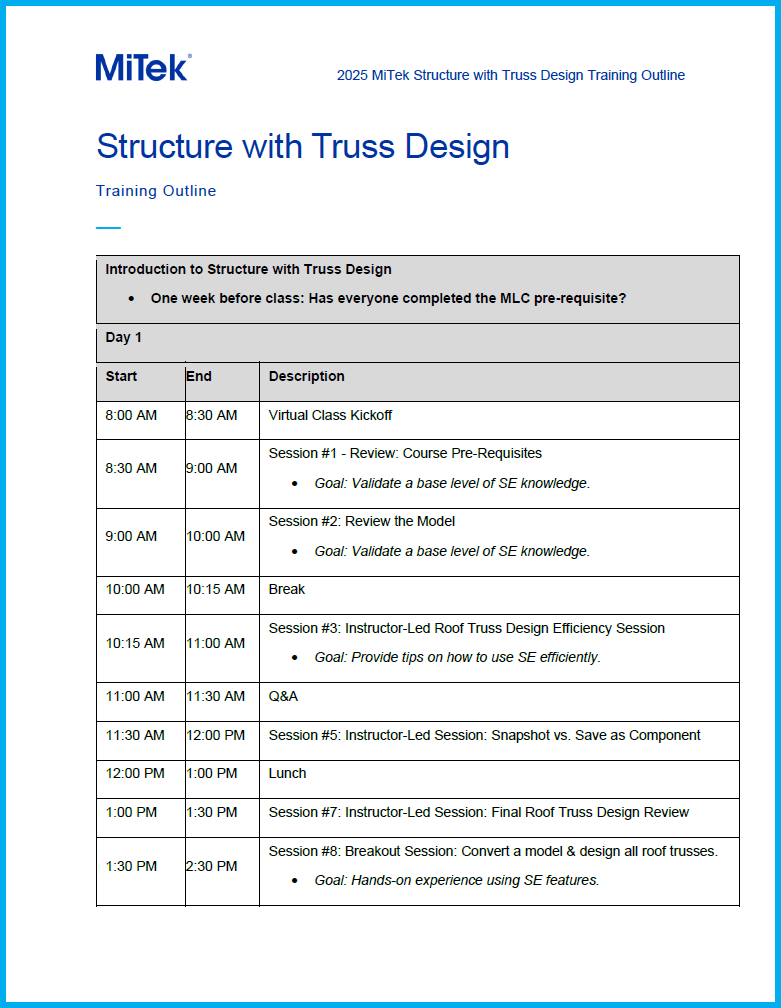 Virtual Training - Structure with Integrated Truss Design - Virtual Class
